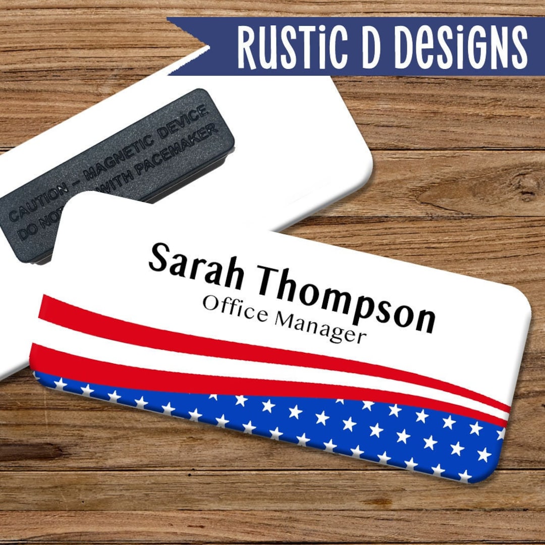 Patriotic American Flag Magnetic Name Tag Badge - Etsy