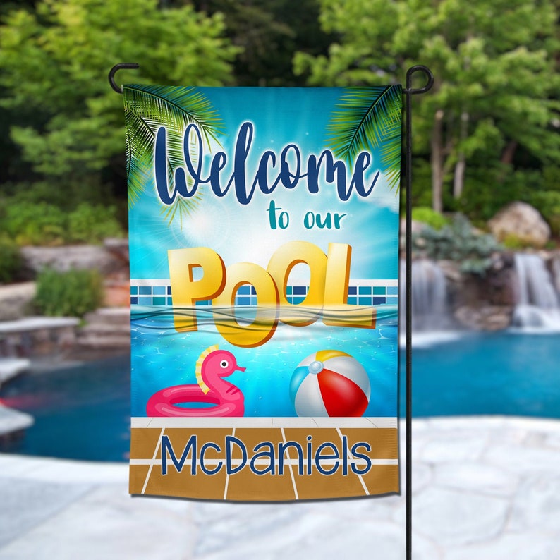 Floating Pool Welcome Personalized Home Garden Banner - Etsy