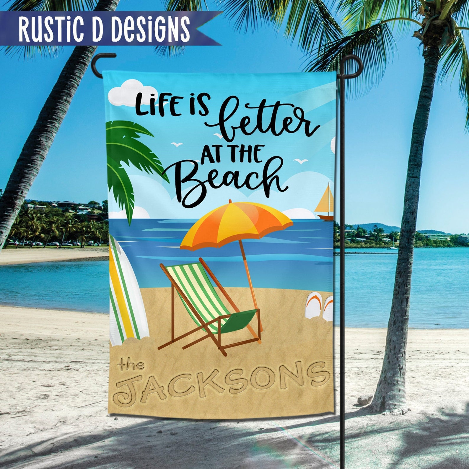 Life is Better at the Beach Personalized Garden Banner 12"x18" - Etsy