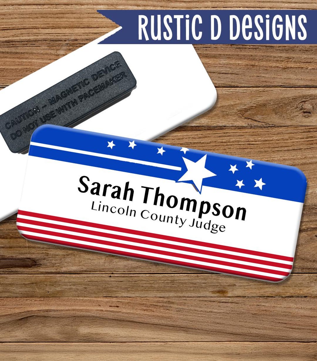 USA Patriotic Magnetic Name Badge, Magnetic Name Tag - Etsy
