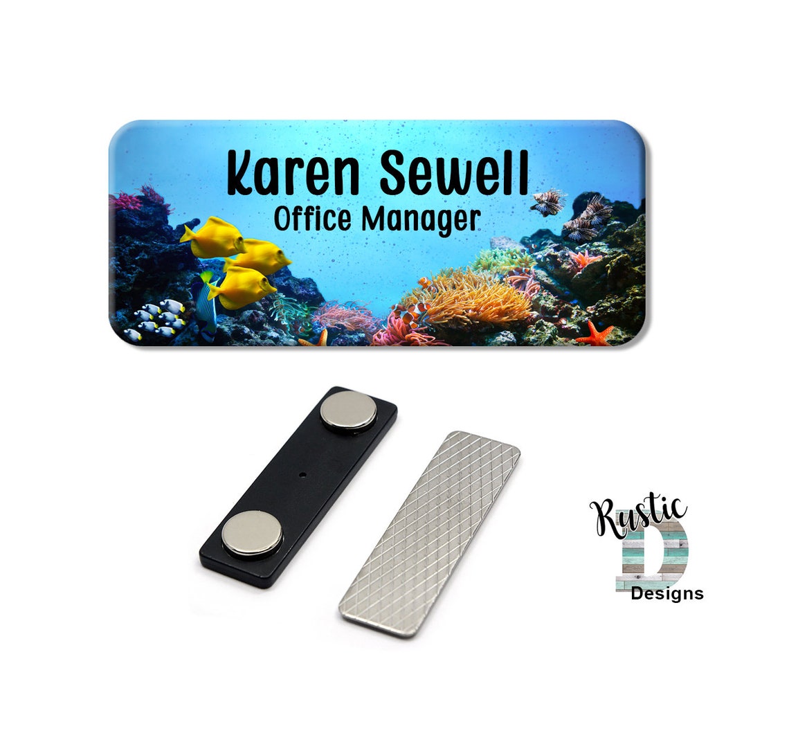 Coral Reef Ocean Beach Magnetic Name Tag Badge - Etsy