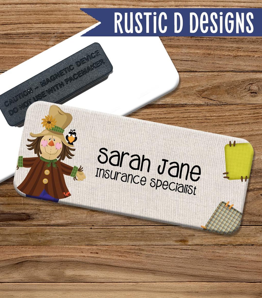 Scarecrow Fall Magnetic Name Tag Badge - Etsy