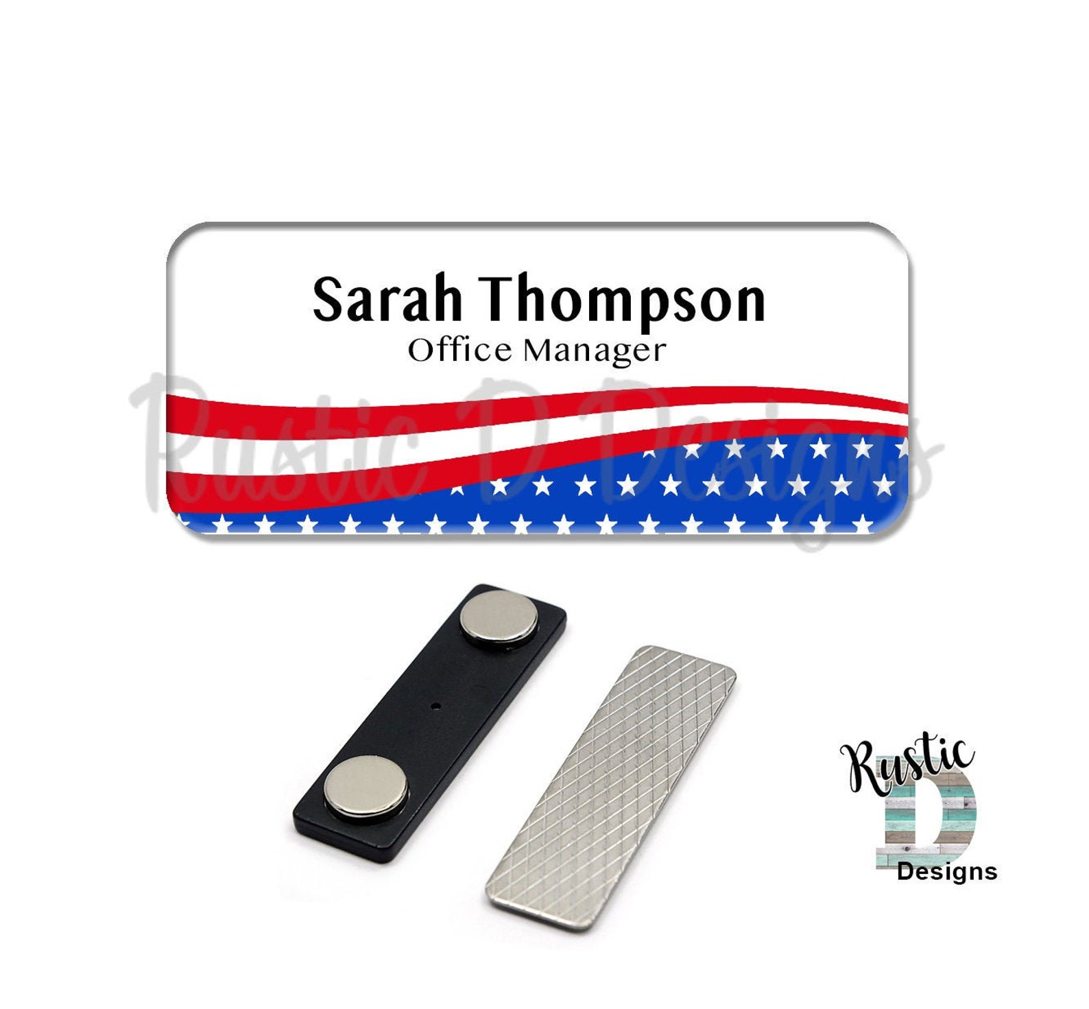Patriotic American Flag Magnetic Name Badge, Magnetic Name Tag - Etsy