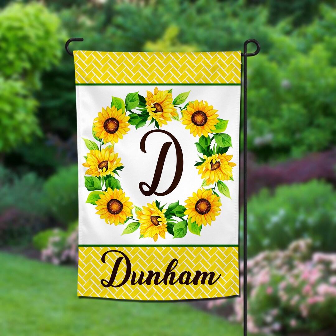 Sunflower Initial Welcome Personalized Home Garden Banner 12"x18" - Etsy