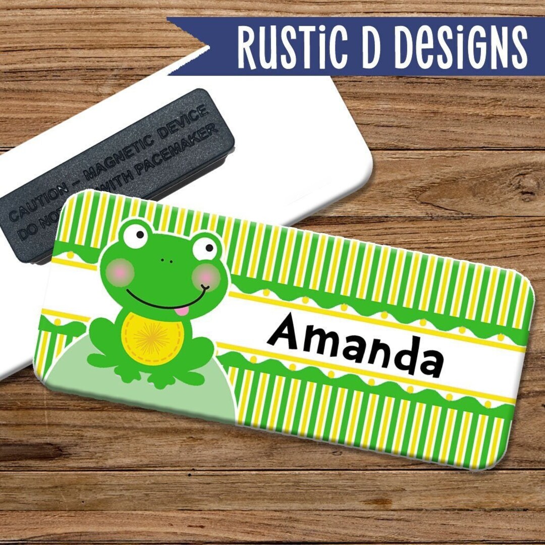 Frog Magnetic Name Tag Badge - Etsy