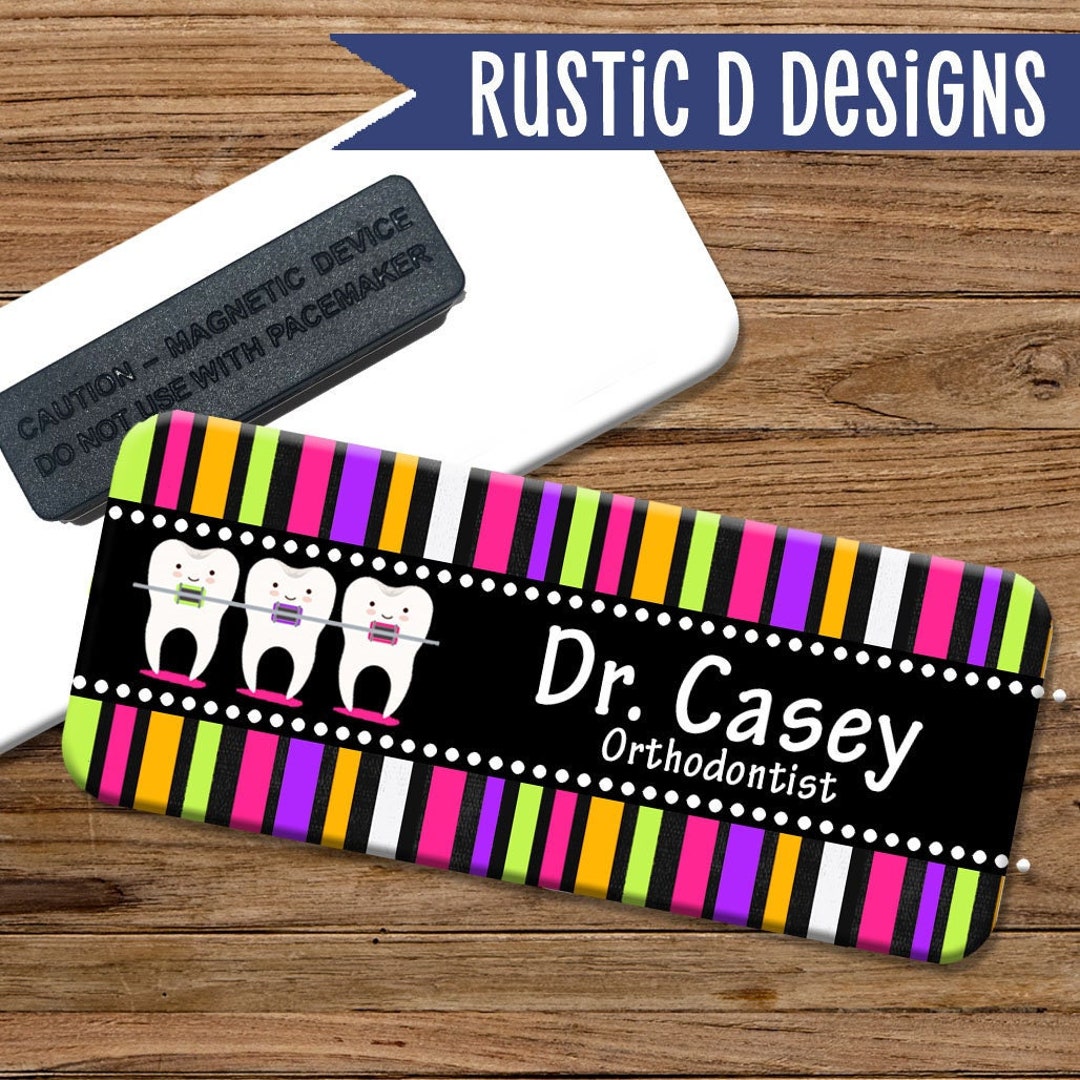 Braces Teeth Orthodontist Magnetic Name Tag Badge - Etsy