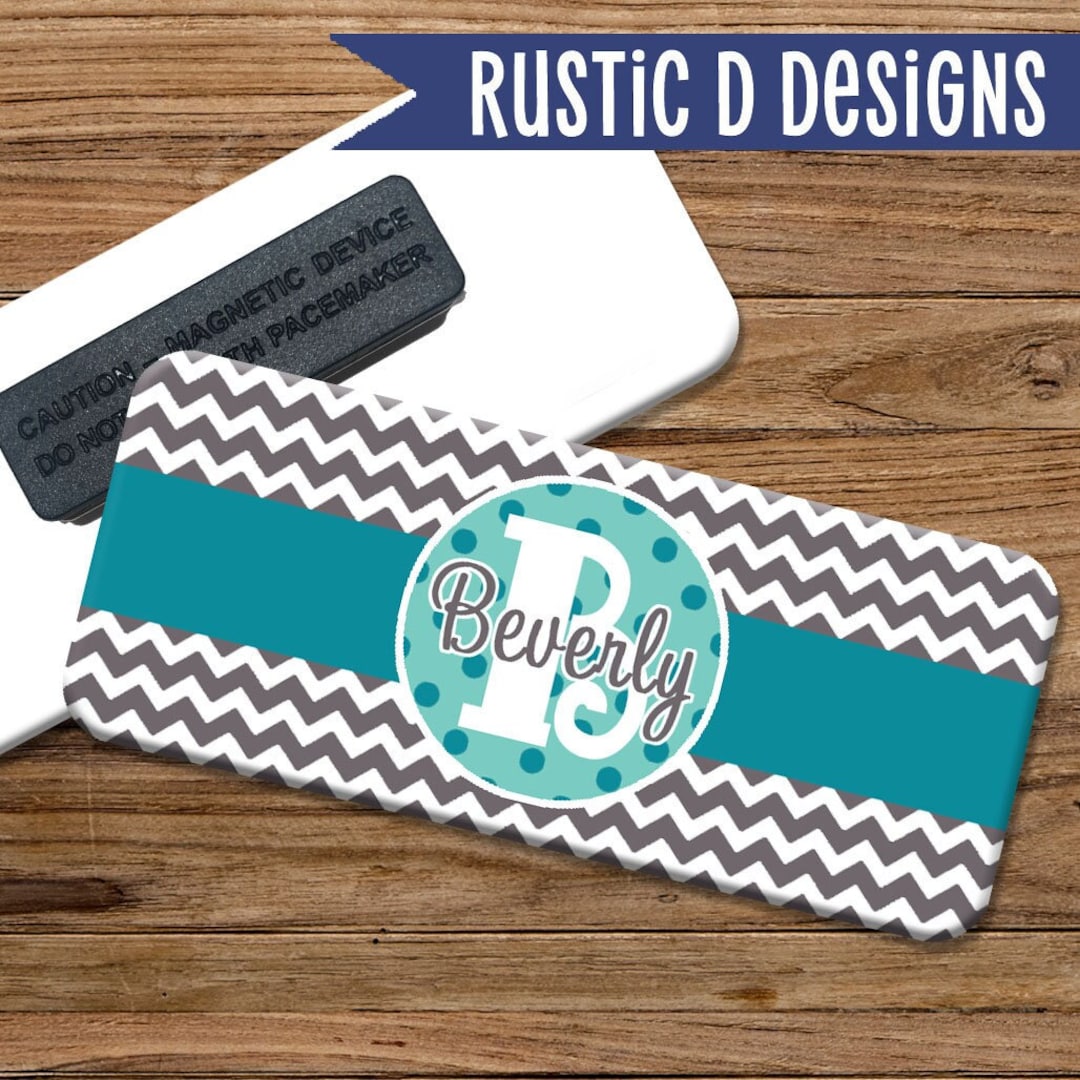 Dots & Chevron Magnetic Name Tag Badge - Etsy