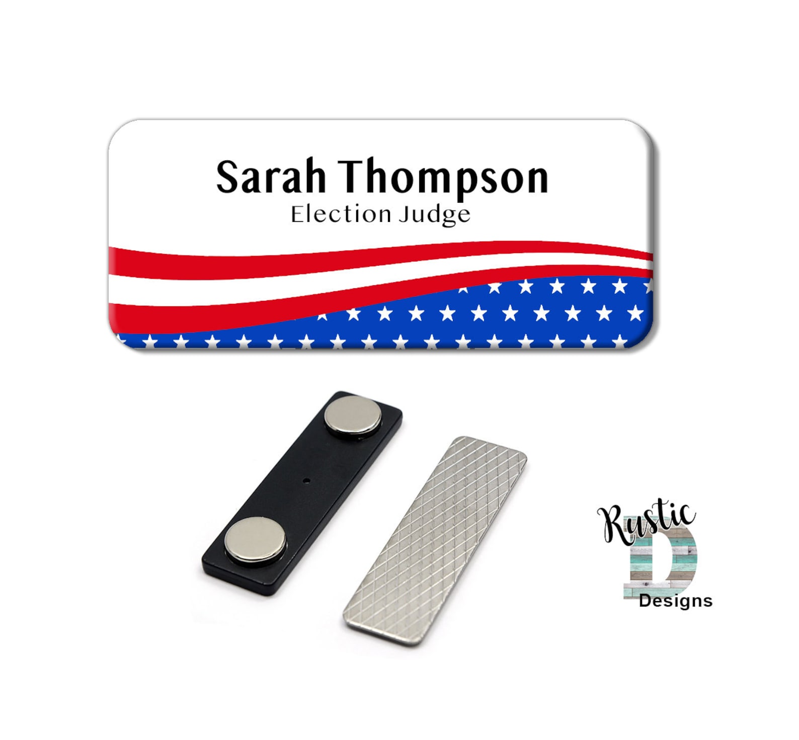 Patriotic American Flag Magnetic Name Badge, Magnetic Name Tag - Etsy