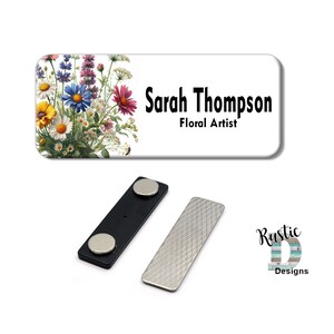 Flower Bouquet Magnetic Name Tag Badge - Etsy
