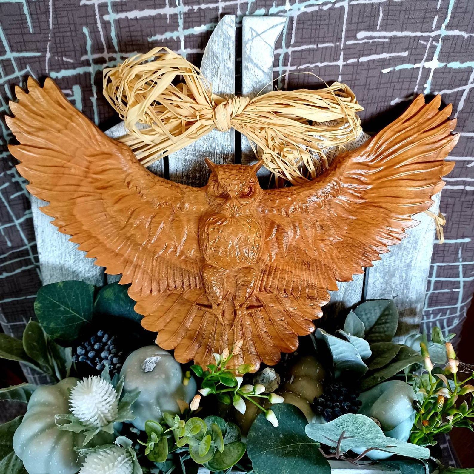 Owl Wood Wall Hanging Attacking Owl Wall Decor Owl With - Etsy