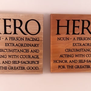Hero Wood Sign Carved Wood Plaque Military Gift Graduation Present ...