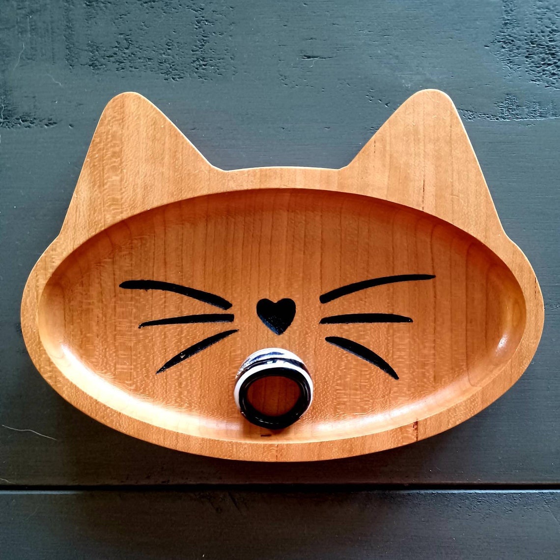 Kitty Cat Wood Tray - Decorative Cat Tray - Cat Face Shaped Catchalls ...