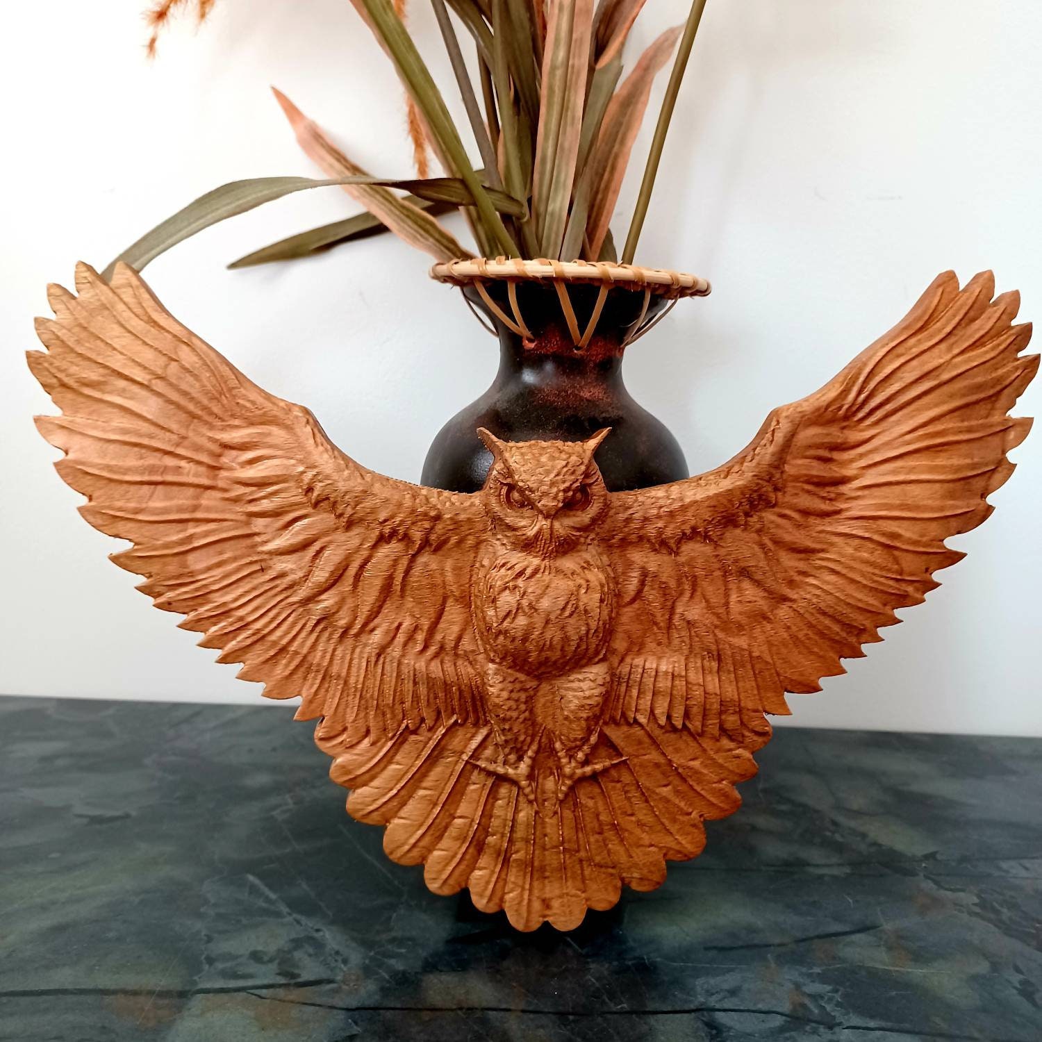 Owl Wood Wall Hanging Attacking Owl Wall Decor Owl With - Etsy