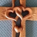 Wood Cross With Double Hearts Wall Hanging - Heart Cross - Wedding Gift ...