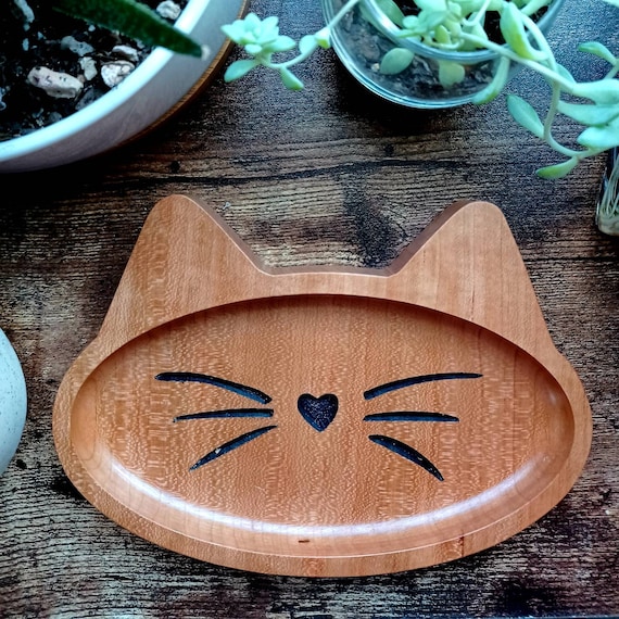 Kitty Cat Wood Tray Decorative Cat Tray Cat Face Shaped | Etsy