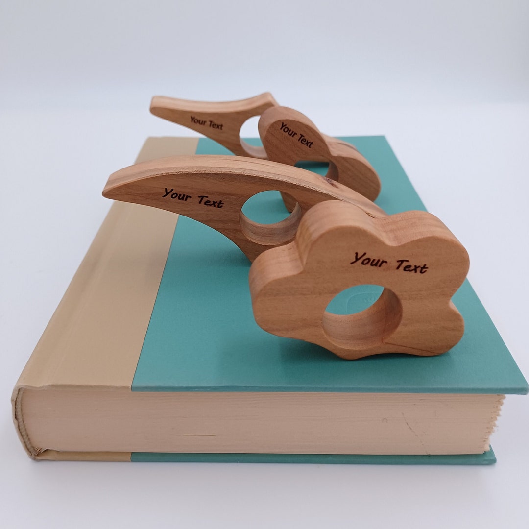 Personalized Book Buddy Engraved Book Holder Custom Wood Thumb Page ...