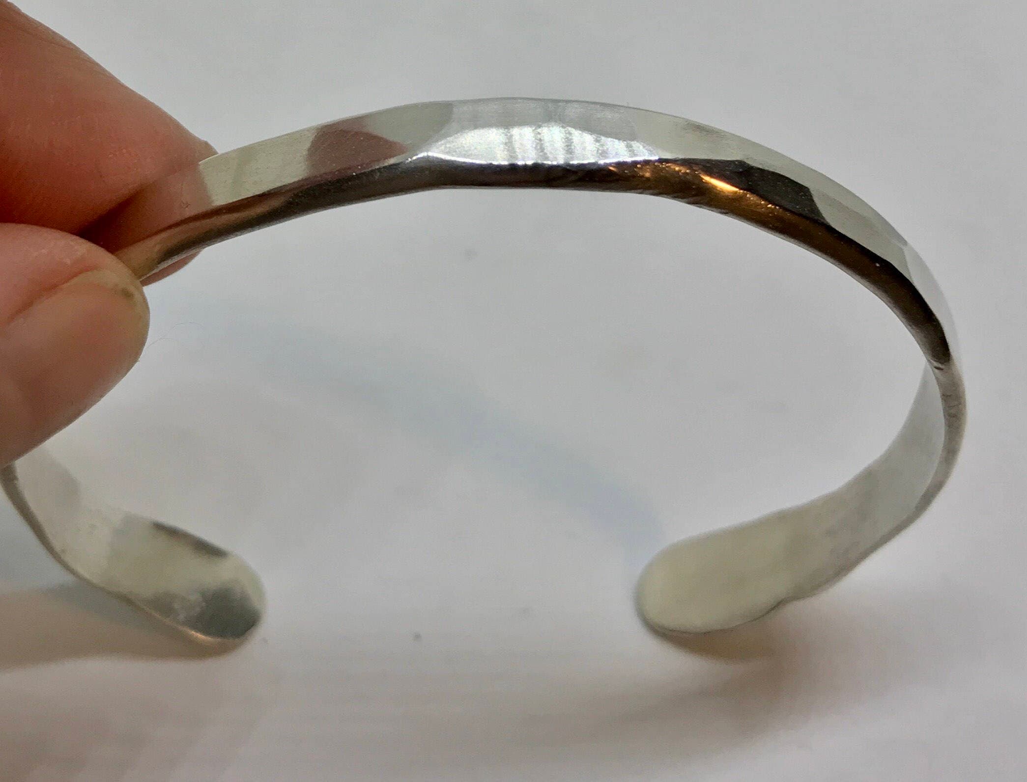 Handmade Hammered Thick Sterling Cuff - Etsy