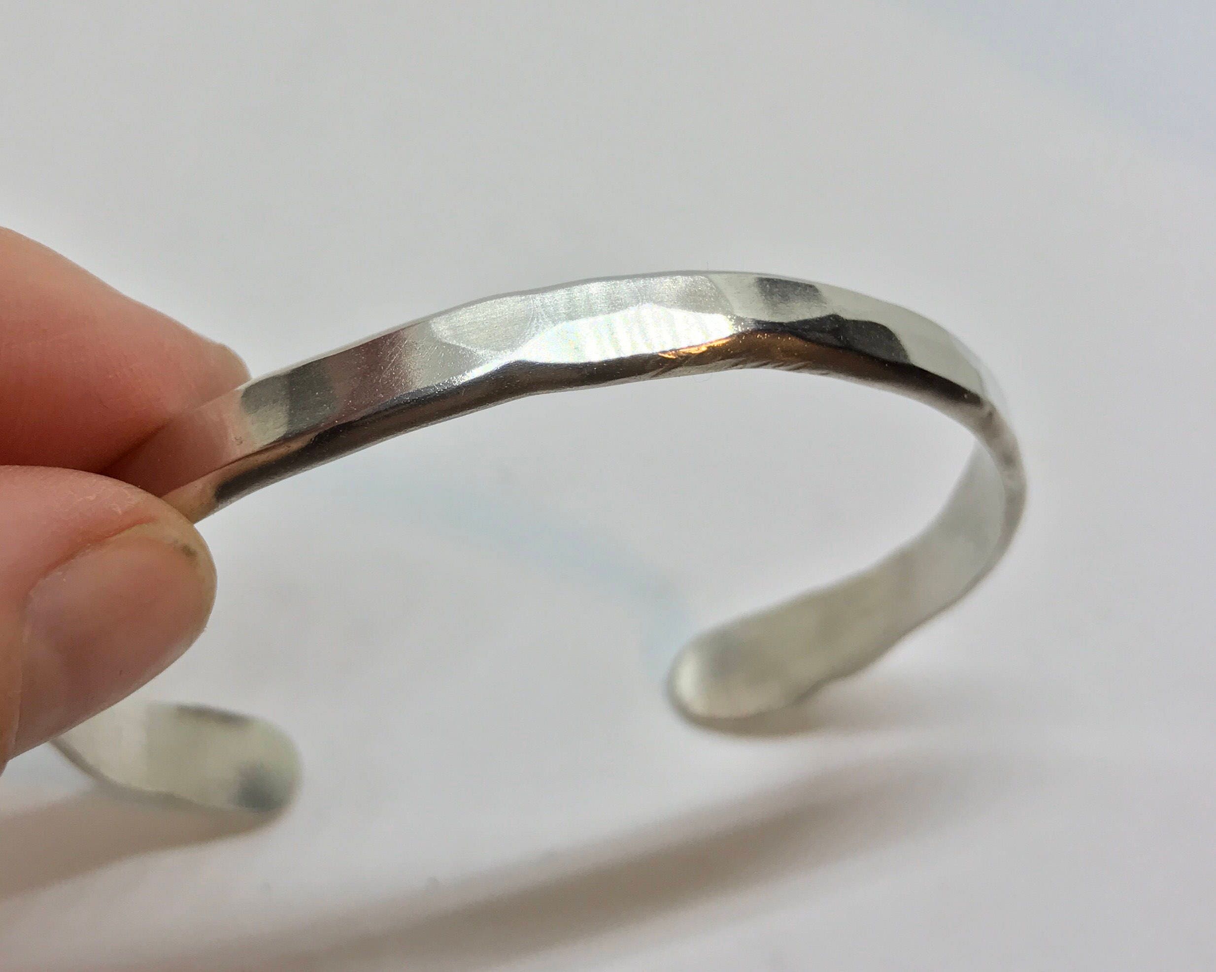 Handmade Hammered Thick Sterling Cuff - Etsy