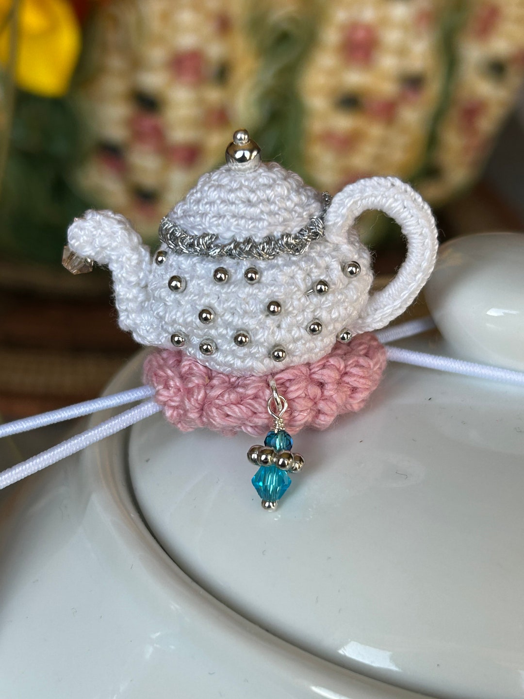 Teapot Drip Catcher Vintage Style White and Bead - Etsy