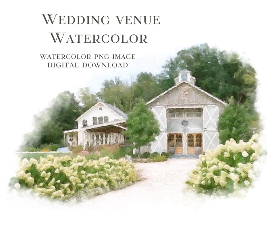 Custom Watercolor Venue Illustration Digital- Digital Download, Wedding ...