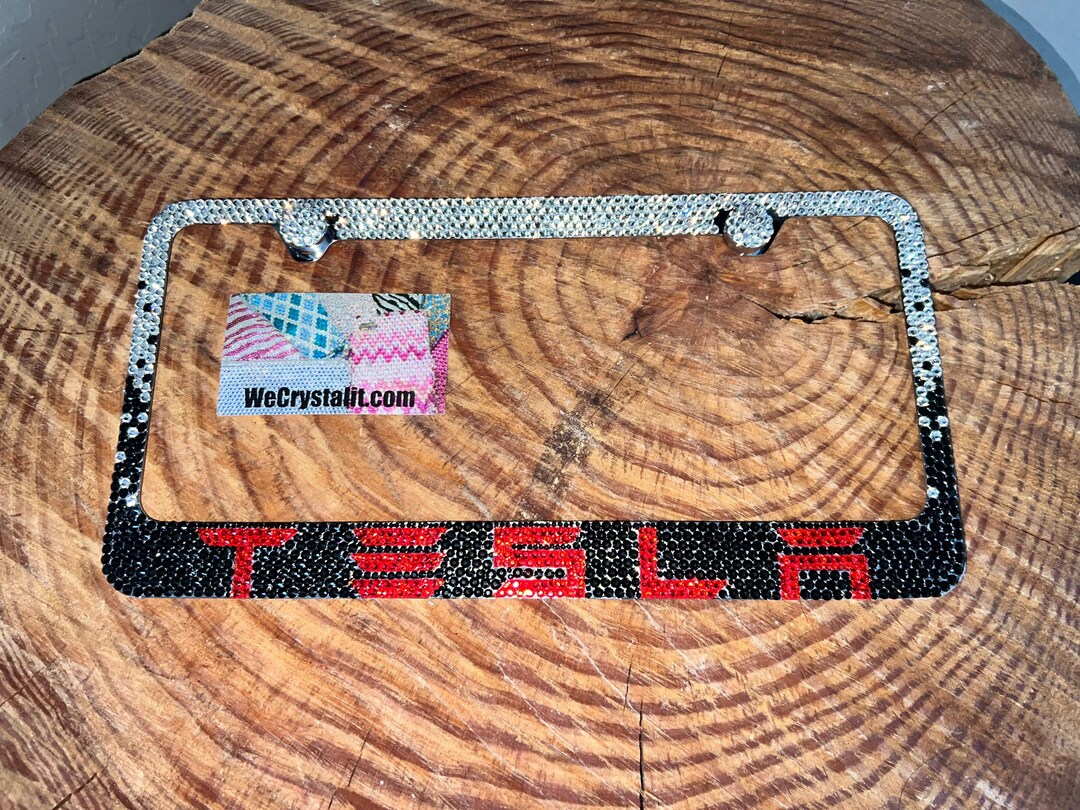 Tesla Black Fade Crystal Sparkle Auto Bling Rhinestone License Plate ...