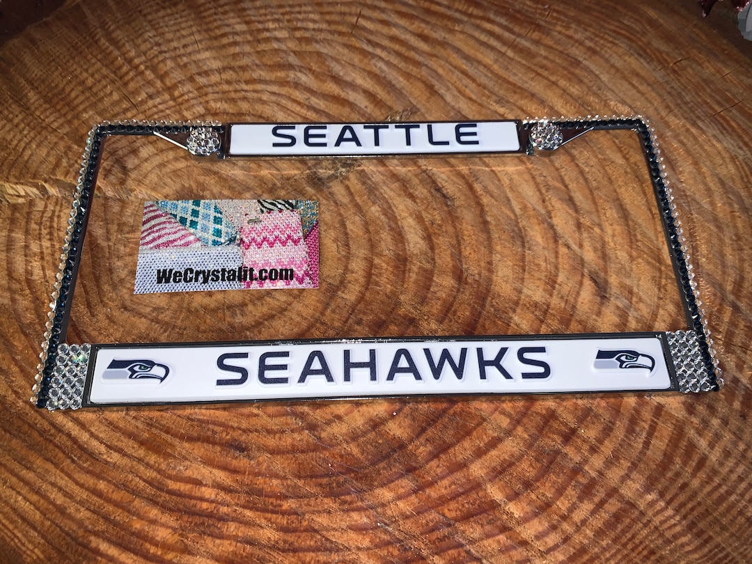Seattle Seahawks Football Frame Crystal Sparkle Auto Bling Rhinestone ...