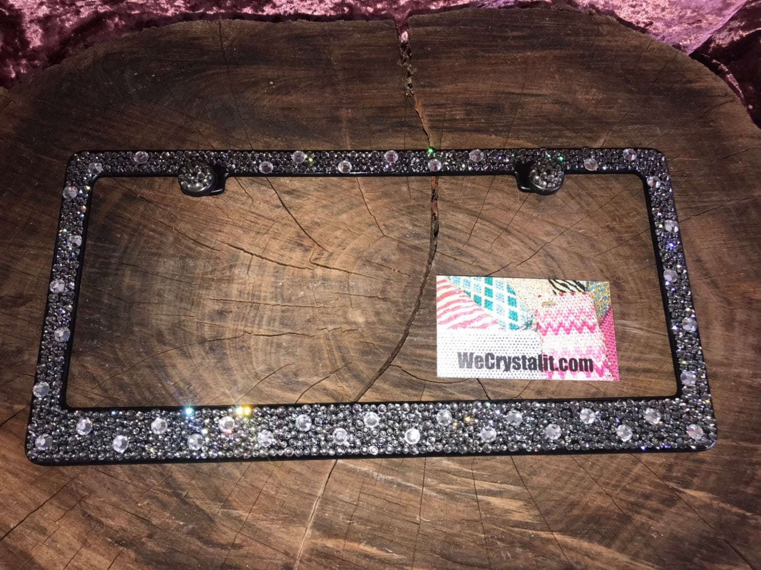 Black Diamond Bumpie Diamond Black Frame Crystal Auto Bling Rhinestone ...