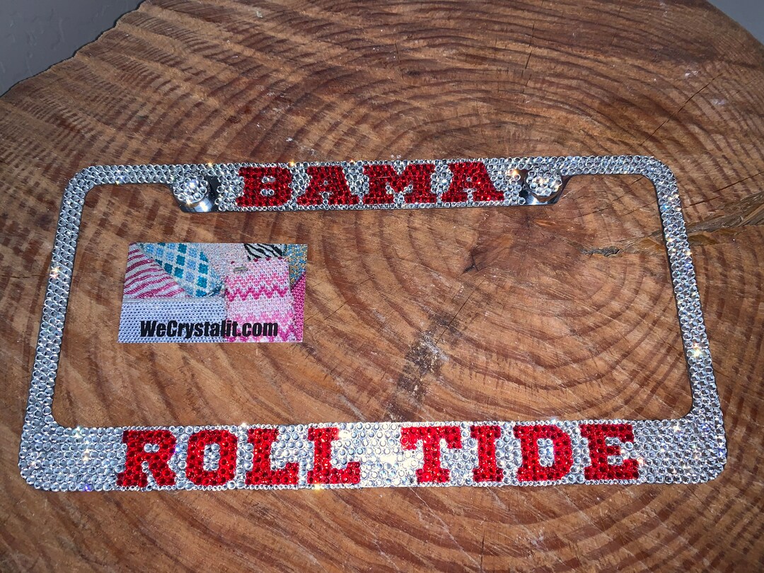 Bama Roll Tide Lt Red Football License Crystal Sport Frame Sparkle Auto ...