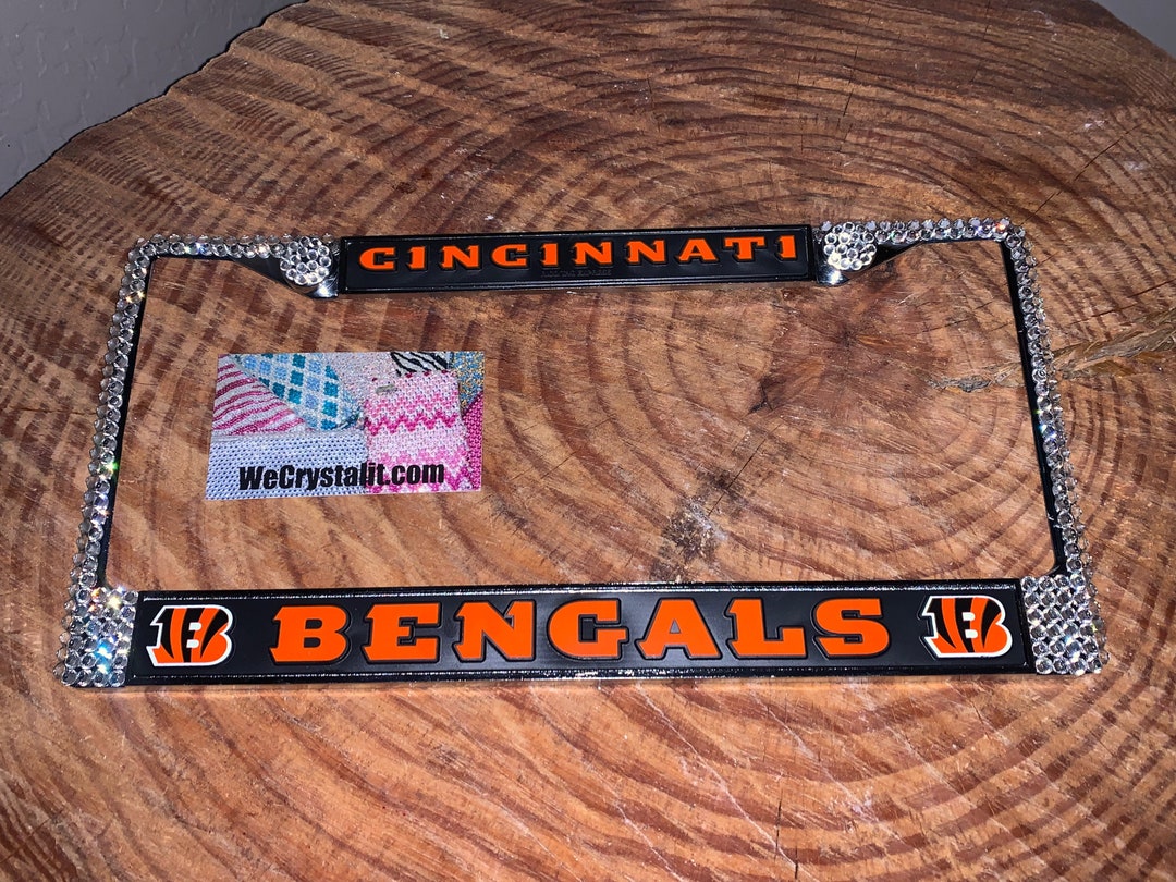 Cincinnati Bengals License Crystal Sport Silver Frame Sparkle Auto ...