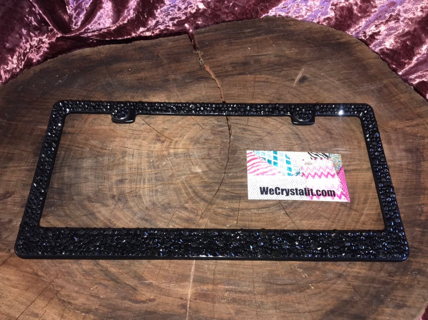 Jet Black Crystal on Black Frame Crystal Sparkle Auto Bling Rhinestone ...