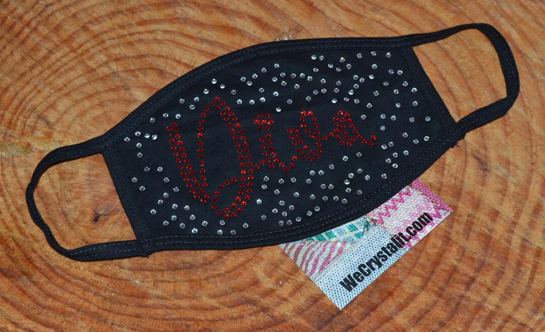 Diva Red Crystal Rhinestone Face Mask Filter Layer Adult & Teen 100% ...
