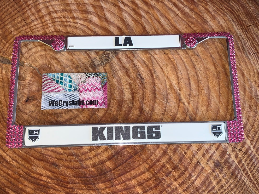 LA Kings License Pink Crystal Sport Silver Frame Sparkle Auto Bling ...