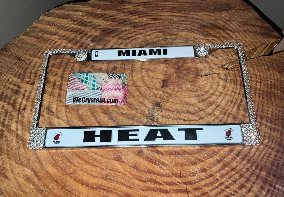 Miami HEAT License Crystal Basketball Sport Silver Frame Sparkle Bling ...