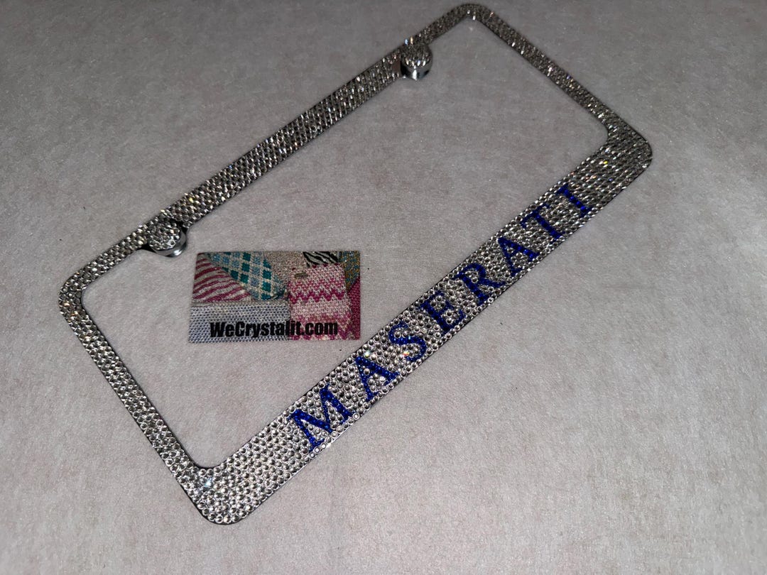 Maserati Crystal Sparkle Auto Bling Rhinestone License Plate Frame With ...