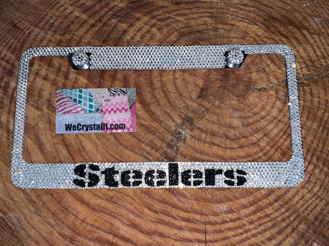 Steelers Crystal Sparkle Auto Bling Rhinestone License Plate Frame With ...