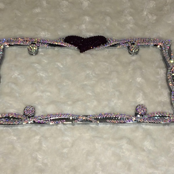 License Plate Frame With Hearts and Bling - Etsy