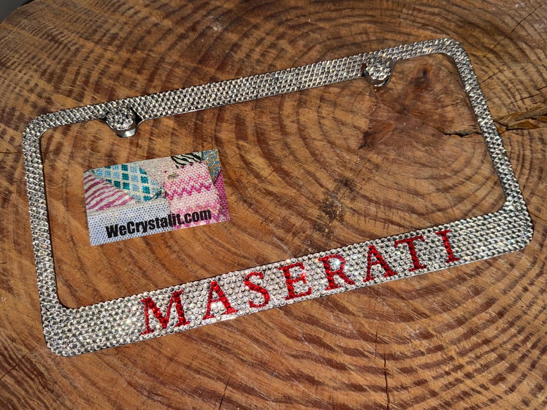 Maserati Crystal Sparkle Auto Bling Rhinestone License Plate Frame With ...