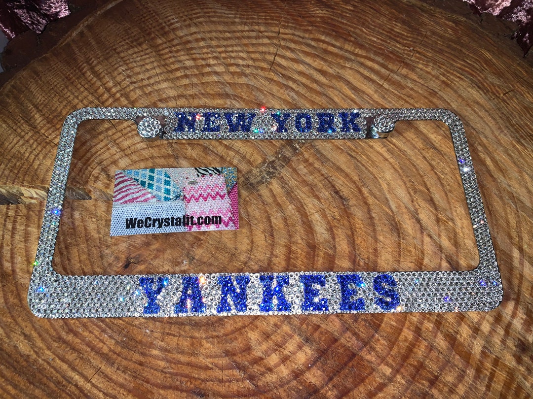 New York Yankees Crystal Sparkle Baseball Auto Bling Rhinestone License ...