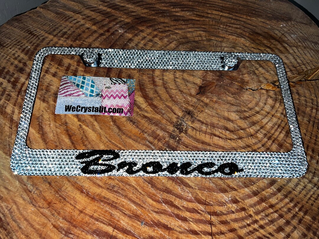 Bronco Crystal Black and Red Sparkle Auto Bling Rhinestone License ...