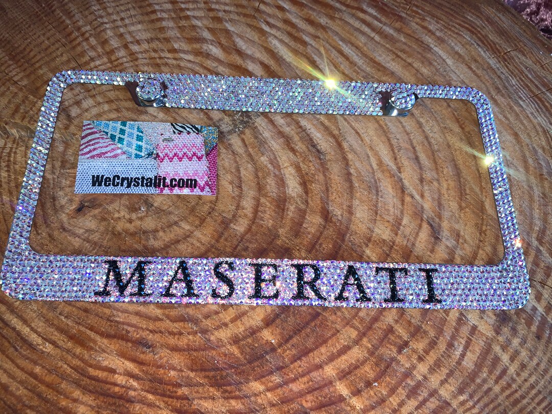 Maserati Crystal Sparkle Auto Bling Rhinestone License Plate Frame With ...