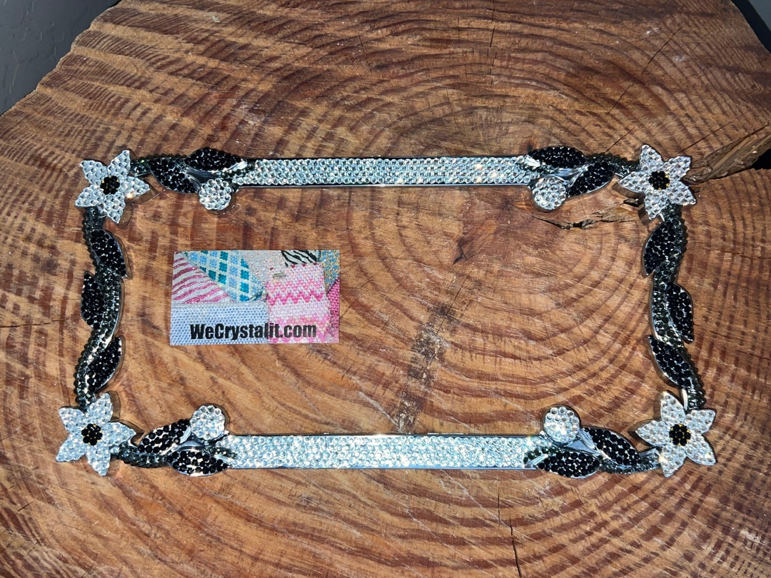 Clear Daisy Flower Crystal Sparkle Auto Bling Rhinestone License Plate ...