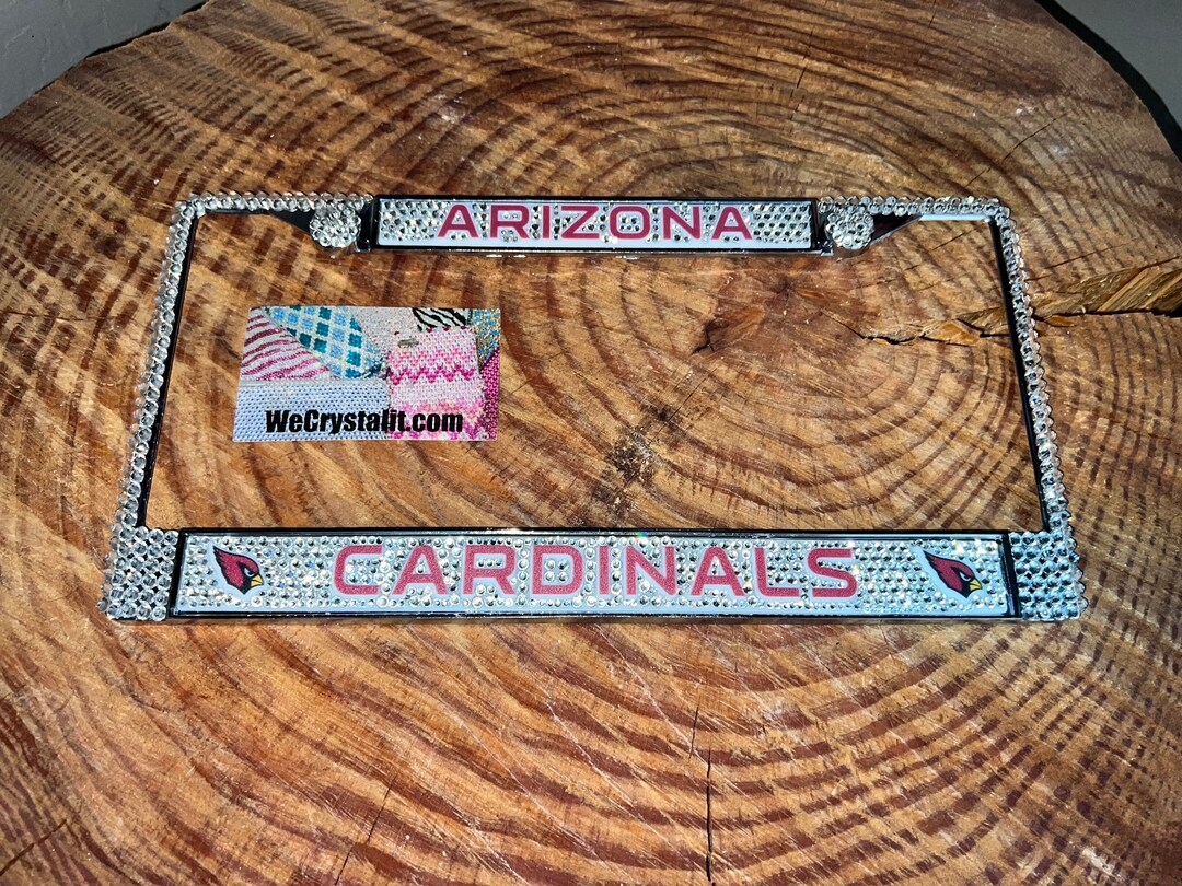 Arizona CARDINALS License Crystal Sport Silver Frame Sparkle Auto Bling ...