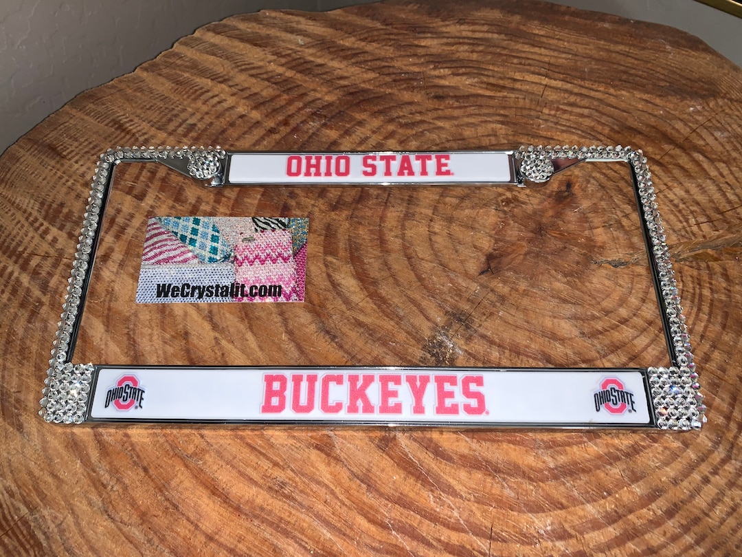 Ohio State Buckeyes License Crystal Sport Silver Frame Sparkle Auto ...