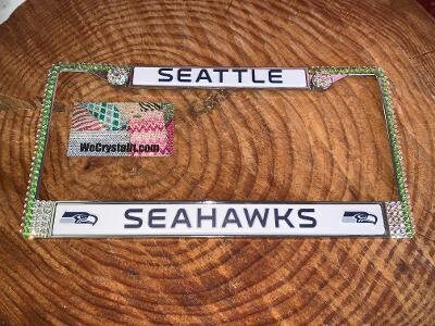 Seattle Seahawks License Crystal Sport Silver Frame Sparkle Auto Bling ...
