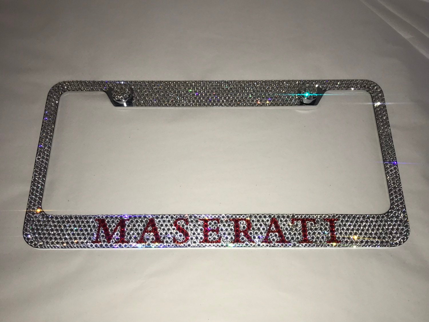 Maserati Crystal Sparkle Auto Bling Rhinestone License Plate Frame with ...