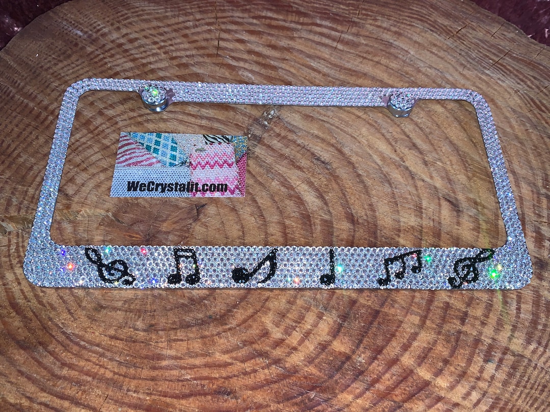 Music Note Notes Crystal Sparkle Auto Bling Rhinestone License Plate ...