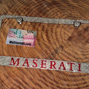 Maserati Crystal Sparkle Auto Bling Rhinestone License Plate Frame With ...