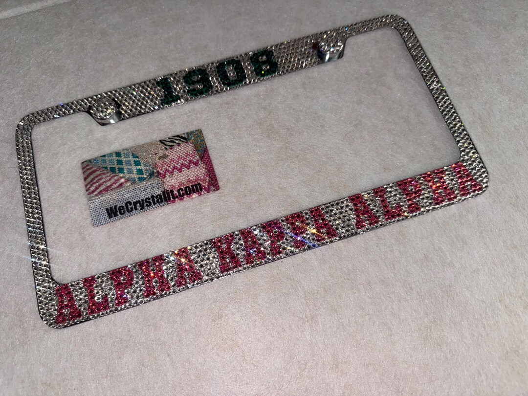 ALPHA KAPPA ALPHA 1908 Crystal Sparkle Auto Bling Rhinestone License ...