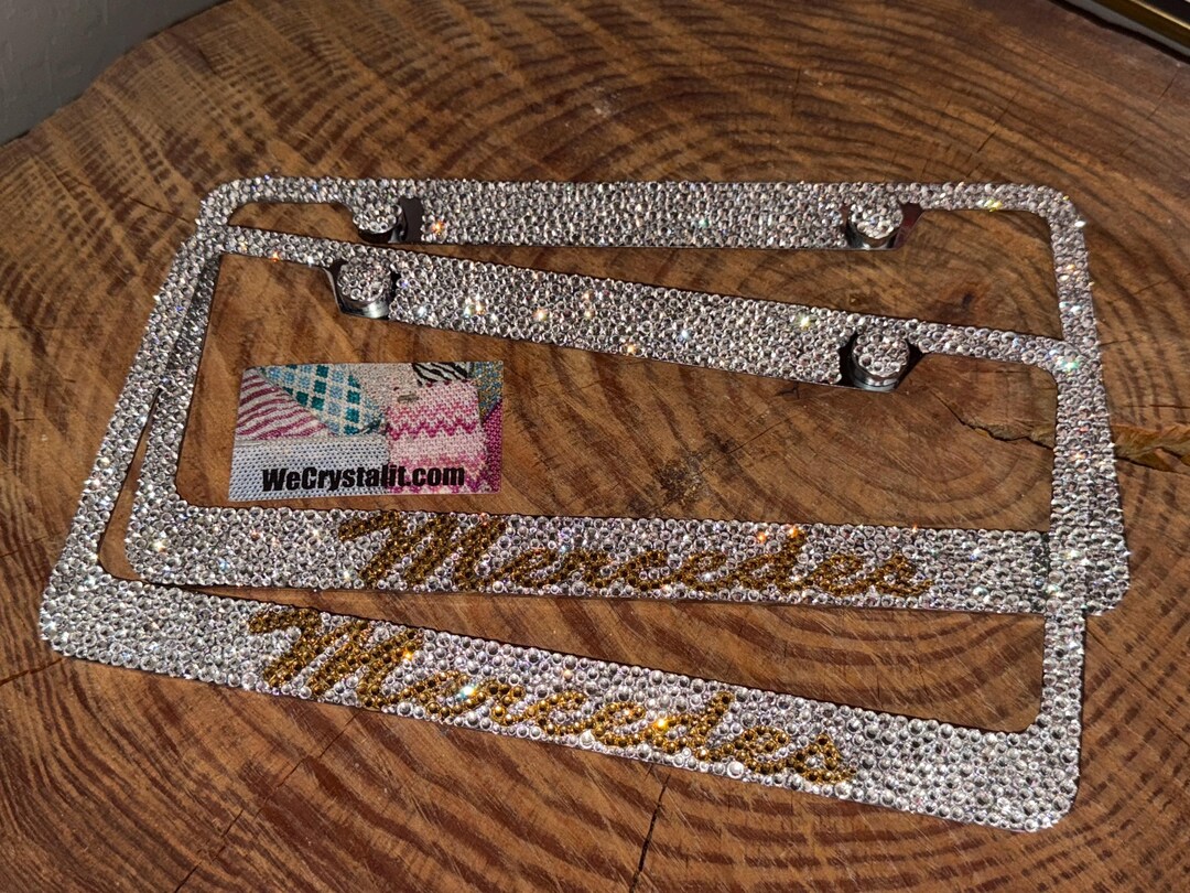 Mercedes Set of 2 Crystal Sparkle Auto Bling Rhinestone License Plate ...