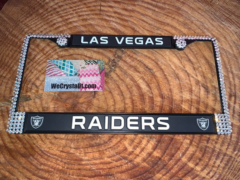 Las Vegas Raiders License Jet Black Crystal Sport Silver Frame | Etsy